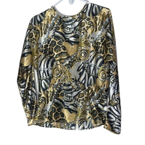 Tess | Tops | Vintage Tess Womens Blouse Size 6 Gold Black Art To Wear ...